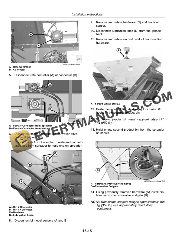 John Deere DN456 and DN485 Dry Spinner Spreader Operator Manual OMKK76525