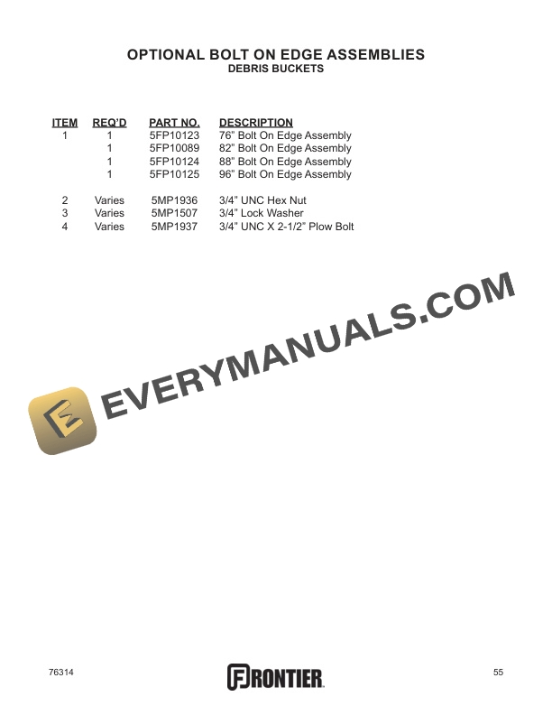 John Deere Frontier AD11 AD12 AM11 AR10 AR12 AY11 AY12 AV20F BUCKET ...