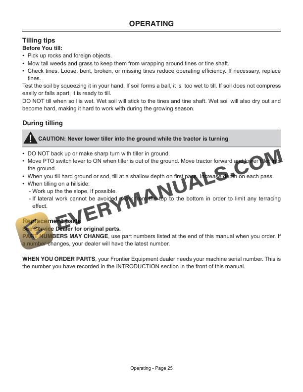 John Deere Frontier RT 3042 to RT 3049 Rotary Tillers Operator Manual ...