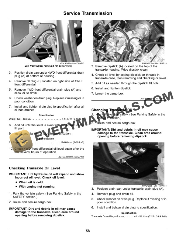 John Deere HPX615E Gator Utility Vehicles Operator Manual OMUC12665