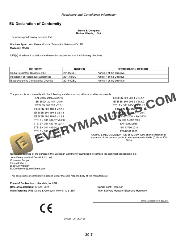 John Deere JDLink Modular Telematics Gateway 4G LTE, Satellite Module ...