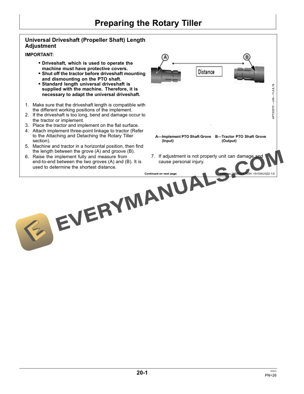 John Deere RT1038 Rotary Tiller Operator Manual 5DMA99101