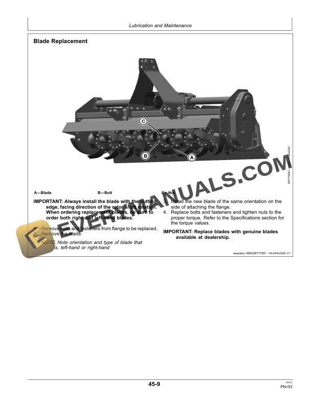 John Deere RT1038 Rotary Tiller Operator Manual 5DMA99101