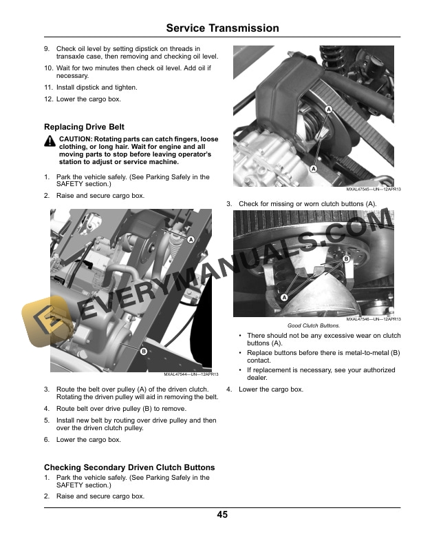 John Deere TX Turf Gator Utility Vehicle Operator Manual OMM171489