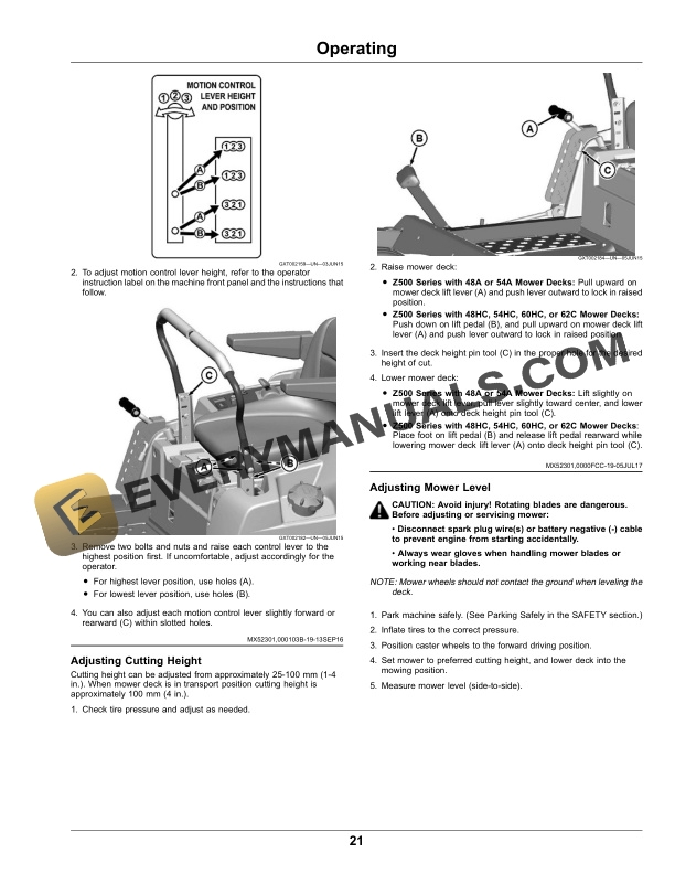 John Deere Z525E, Z535M, Z535R, Z540M, Z540R ZTrak Operator Manual ...