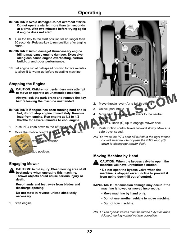 John Deere Z997R ZTrak Max-Frame Diesel Operator Manual OMTCU37507