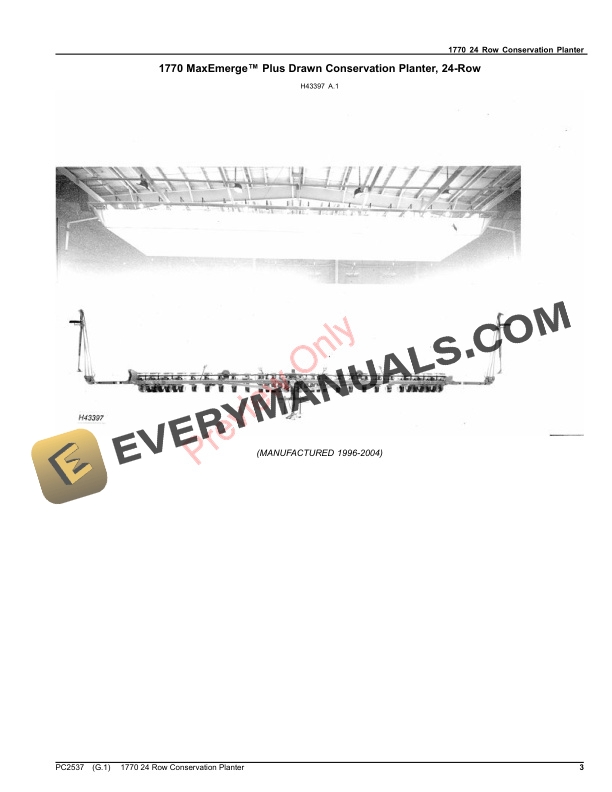 John Deere 1770 24 Row Conservation Planter Parts Catalog PC2537 10SEP26