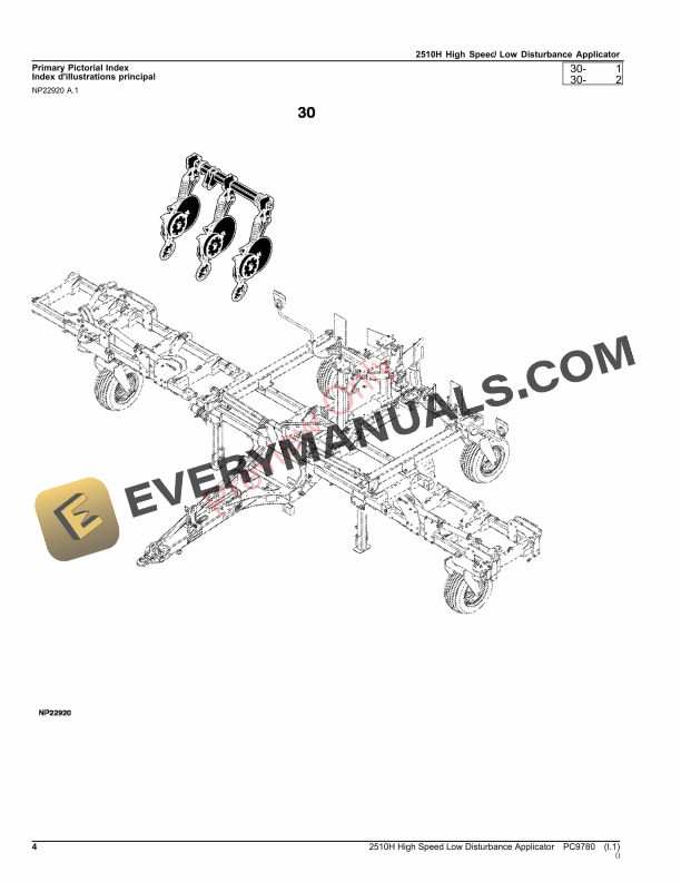 John Deere 2510H High Speed Low Disturbance Applicator Parts Catalog ...