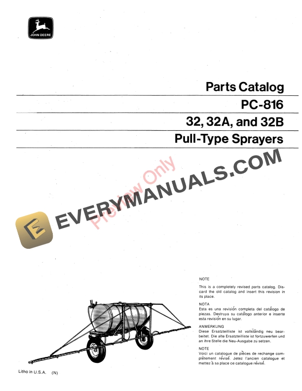 John Deere 32, 32A, 32B Pull-Type Sprayers Parts Catalog PC816 01JAN70