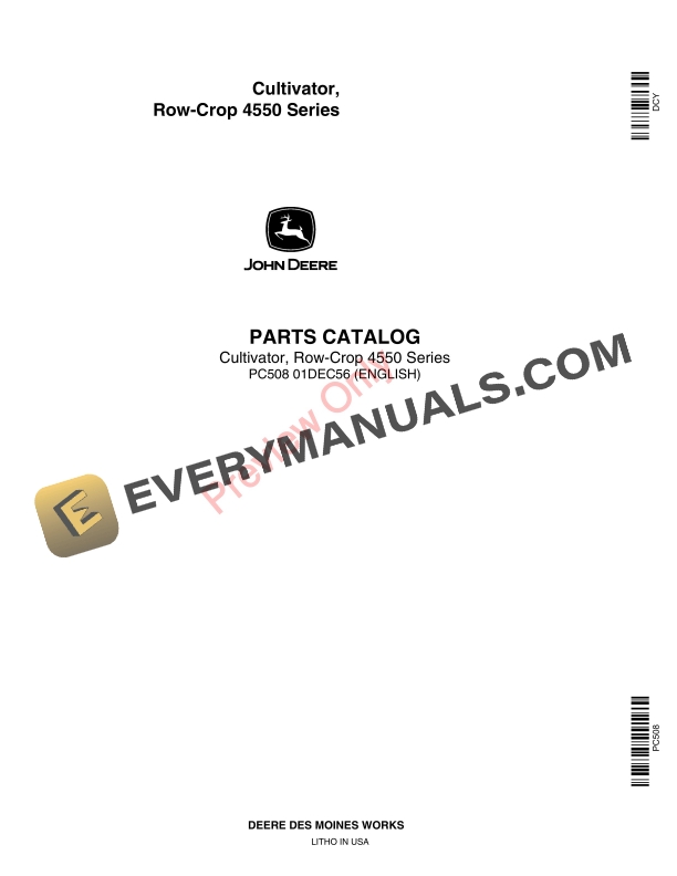 John Deere 4550 Series Row-Crop Cultivator Parts Catalog PC508 01DEC56