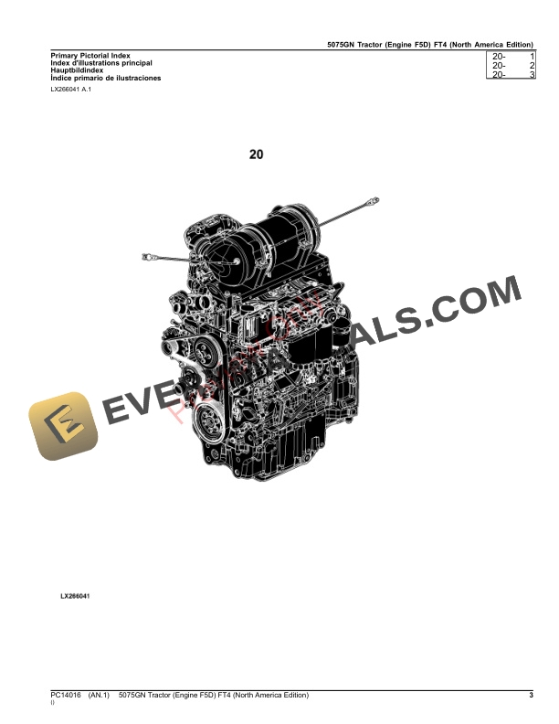 John Deere 5075GN Tractor (Engine F5D) FT4 Parts Catalog PC14016 07NOV23