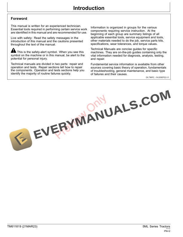 John Deere 5105ML, 5120ML, and 5130ML Cab Tractors Diagnostic Technical ...