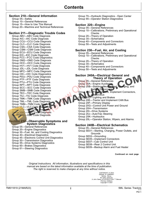 John Deere 5105ML, 5120ML, and 5130ML Cab Tractors Diagnostic Technical ...