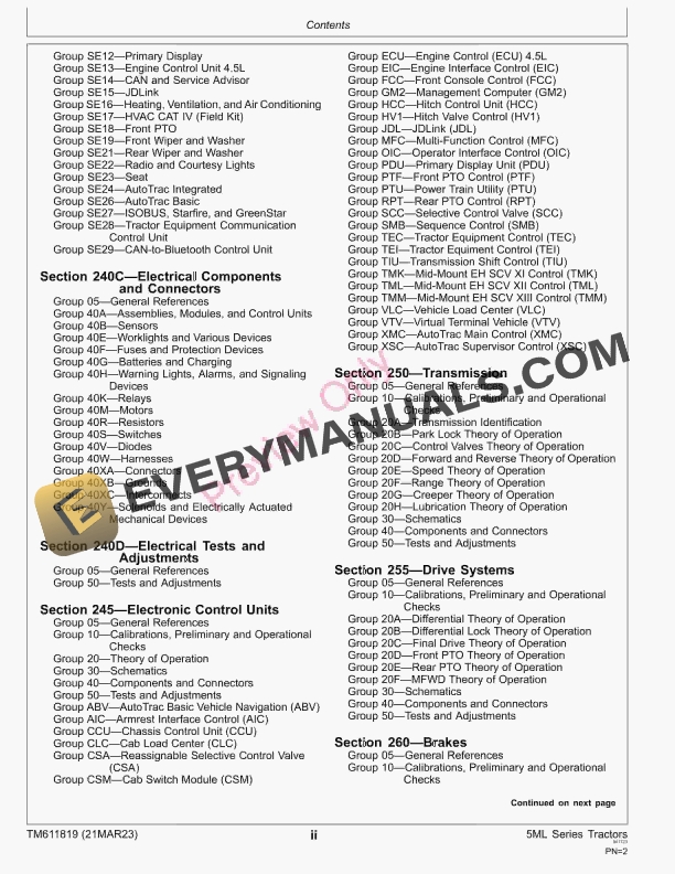 John Deere 5105ML, 5120ML, and 5130ML Cab Tractors Diagnostic Technical ...