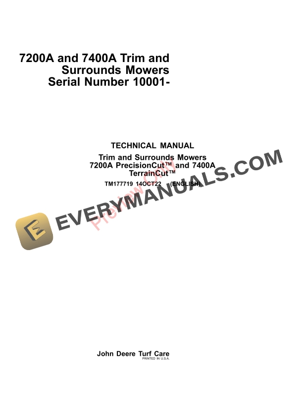 John Deere 7200A and 7400A Trim and Surrounds Mowers (010001 ...