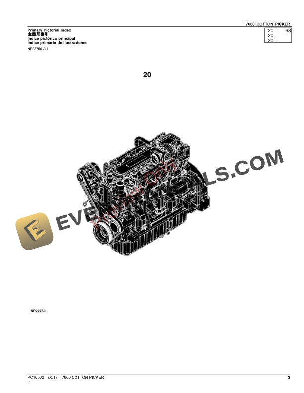 John Deere 7660 COTTON PICKER Parts Catalog PC10502 24AUG23