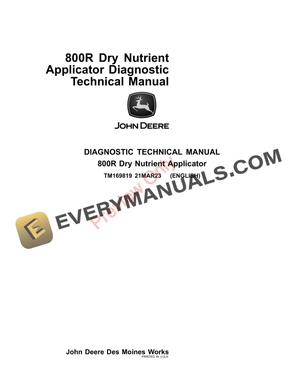 John Deere 800R Dry Nutrient Applicator Diagnostic Technical Manual ...