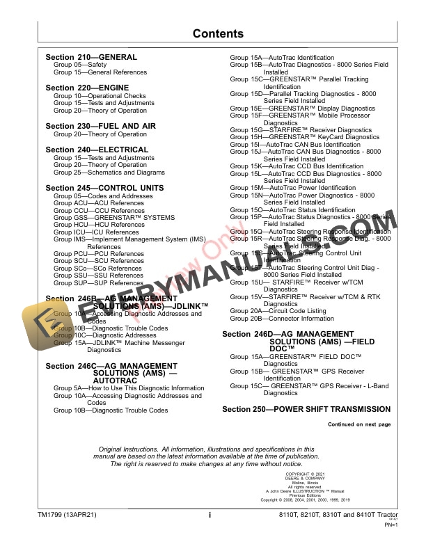 John Deere 8110T, 8210T, 8310T, and 8410T Tractor Technical Manual ...