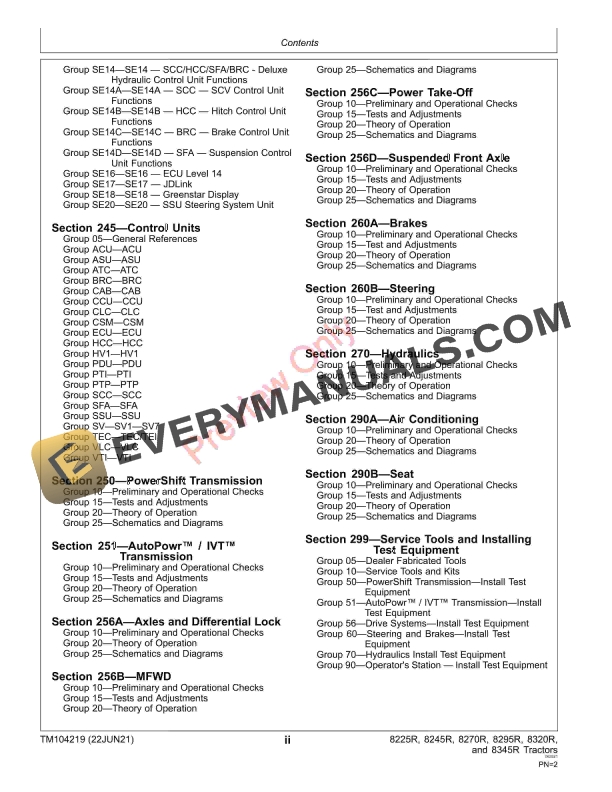 John Deere 8225R, 8245R, 8270R, 8295R, 8320R, 8345R Tractors (001001 Diagnostic Technical Manual ...