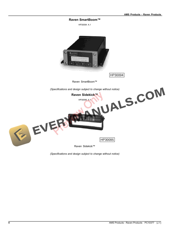 John Deere AMS Products - Raven Products Parts Catalog PC10377 06AUG23