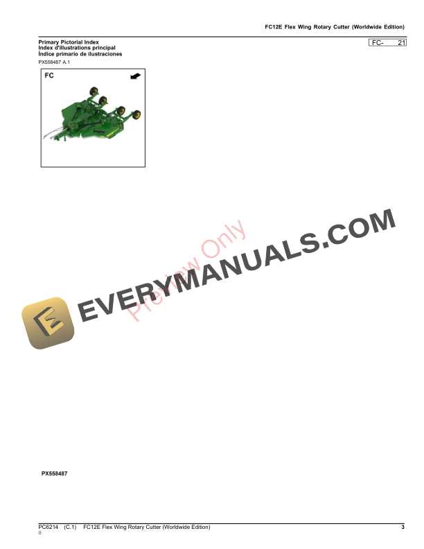 John Deere FC12E Flex Wing Rotary Cutter Parts Catalog PC6214 30SEP23