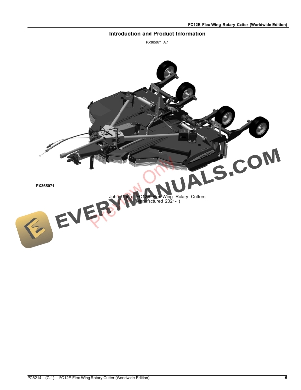 John Deere FC12E Flex Wing Rotary Cutter Parts Catalog PC6214 30SEP23