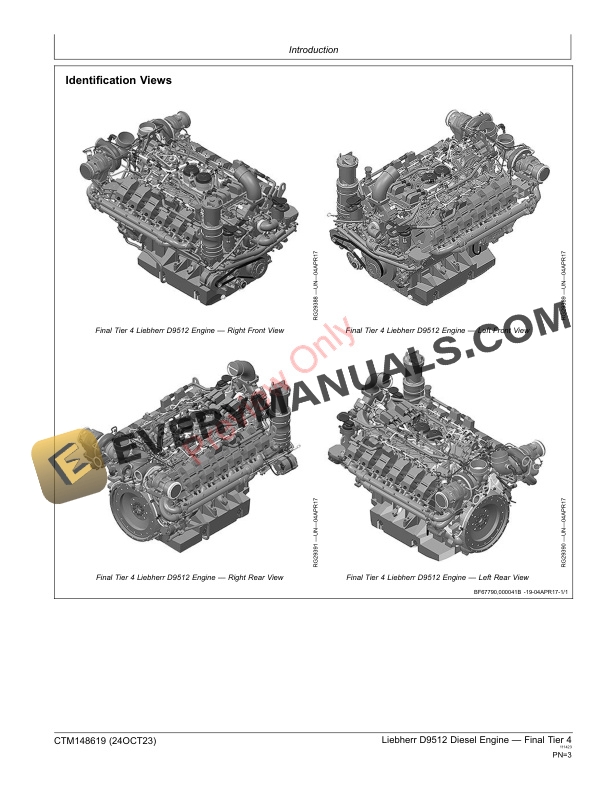 John Deere Liebherr D9512 Diesel Engine - Final Tier 4 Component ...