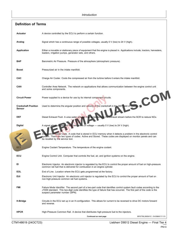 John Deere Liebherr D9512 Diesel Engine - Final Tier 4 Component ...