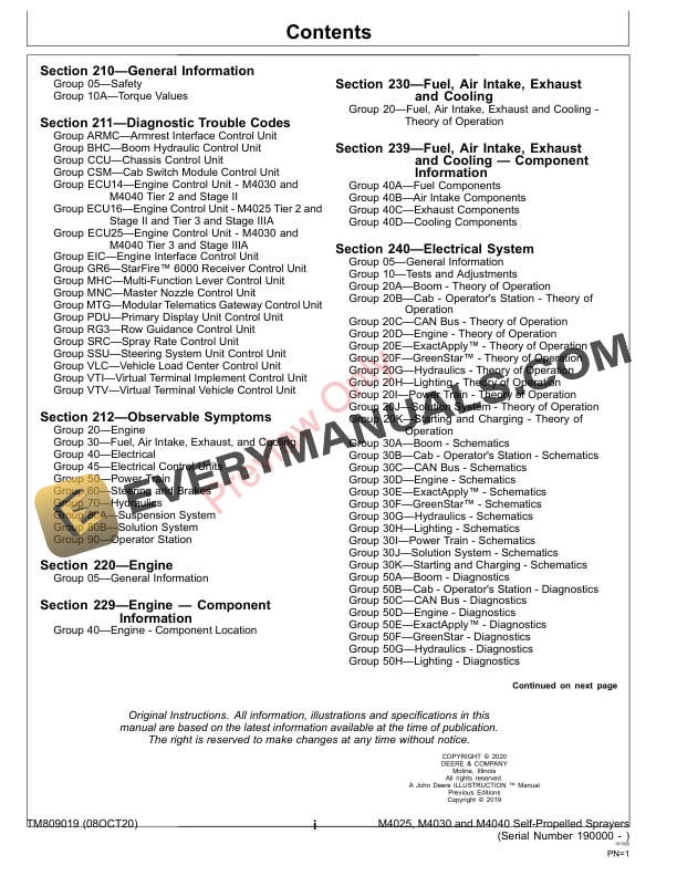 John Deere M4025, M4030 and M4040 Self-Propelled Sprayers (190000 ...
