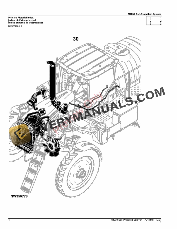 John Deere M4030 Self-Propelled Sprayer Parts Catalog PC13418 26NOV23
