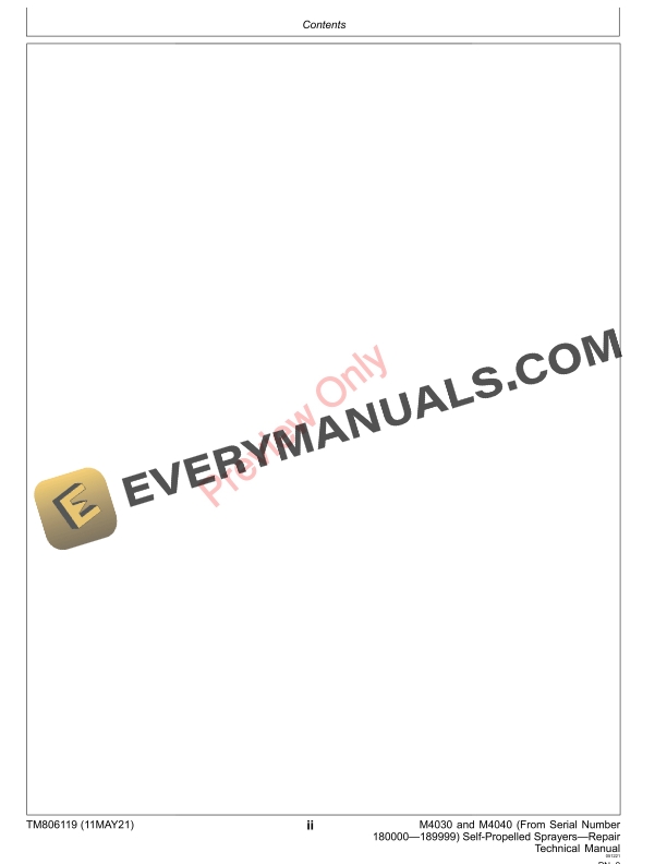 John Deere M4030 and M4040 Self-Propelled Sprayers (180000-189999 ...