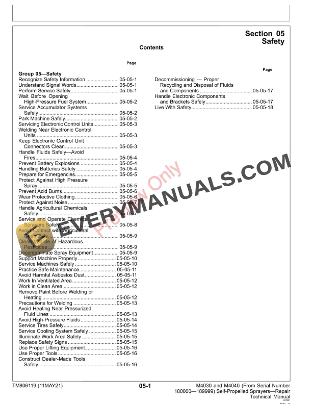 John Deere M4030 and M4040 Self-Propelled Sprayers (180000-189999 ...