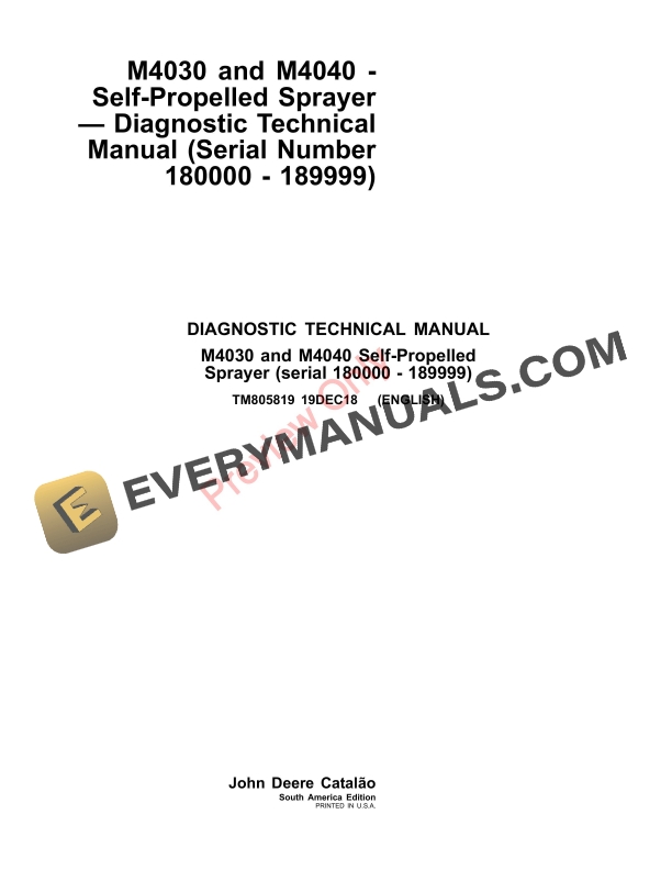 John Deere M4030 and M4040 Self-Propelled Sprayes Diagnostic Technical ...
