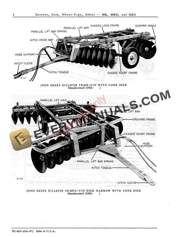 John Deere MK, MKH, MKO Wheel-Type Offset Disk Harrows Parts Catalog ...