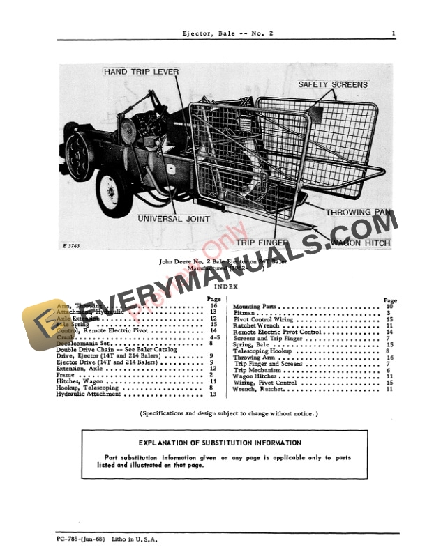 John Deere No. 2 Bale Ejector (for 14T, 24, 24T, 214, 214T, 214WS and ...