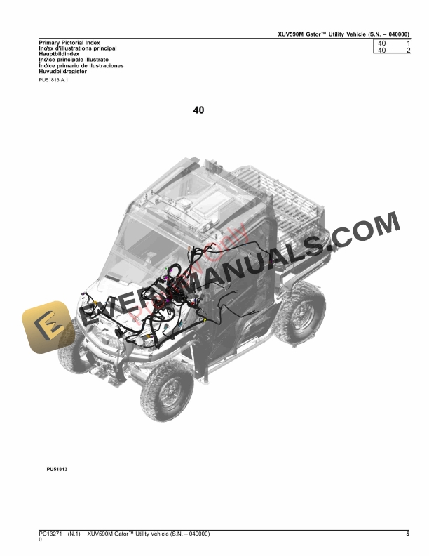 John Deere XUV590M Gator Utility Vehicle (S.N. 040000) Parts Catalog ...