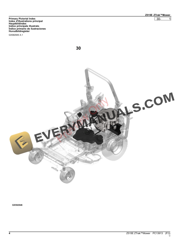 John Deere Z515E ZTrak Mower Parts Catalog PC13913 06OCT23