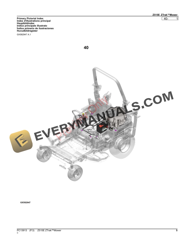 John Deere Z515E ZTrak Mower Parts Catalog PC13913 06OCT23