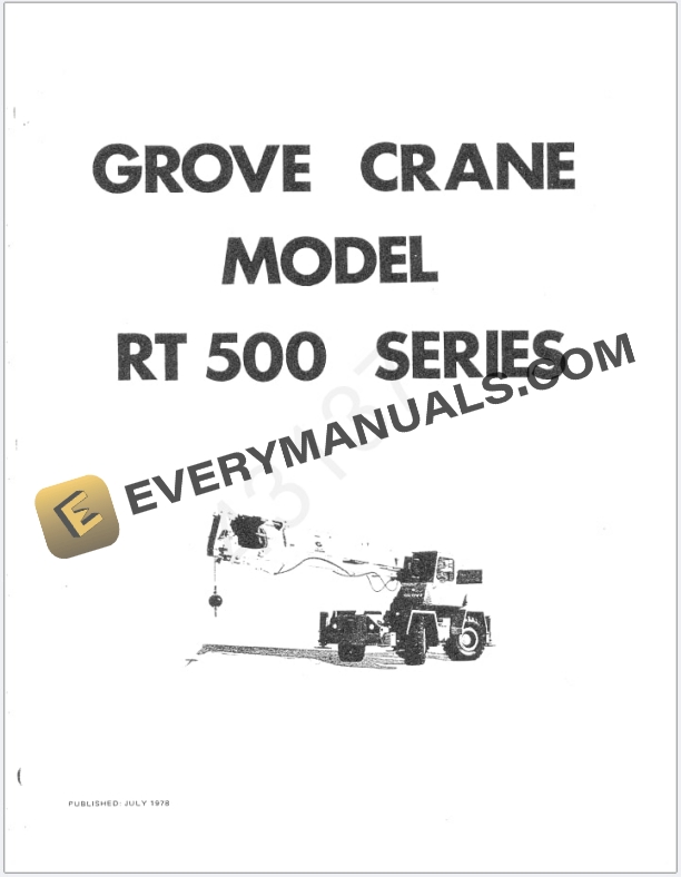 Grove RT500D Crane Schematic, Operators, Parts and Service Manual