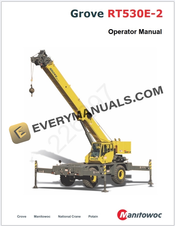 Grove RT530E-2 Crane Schematic, Operators, Parts and Service Manual