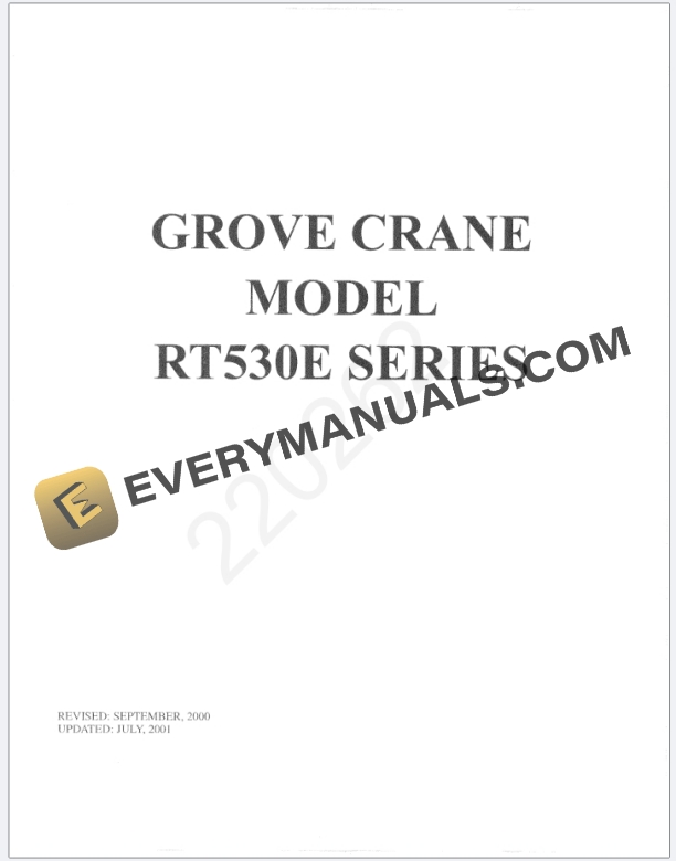 Grove RT530E Crane Schematic, Operators, Parts and Service Manual