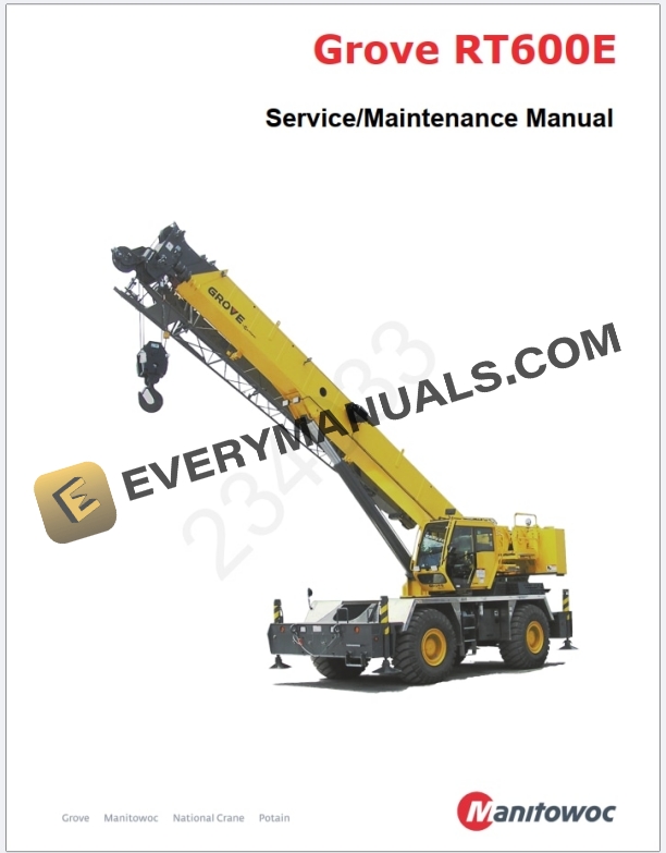 Grove RT650E Crane Schematic, Operators, Parts and Service Manual