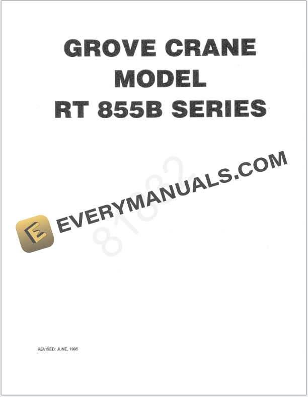 Grove RT855B Crane Schematic, Operator, Parts and Service Manual