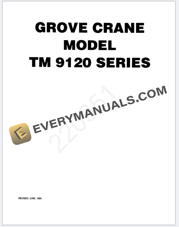 Grove TM9120 Crane Schematic, Operators, Parts and Service Manual