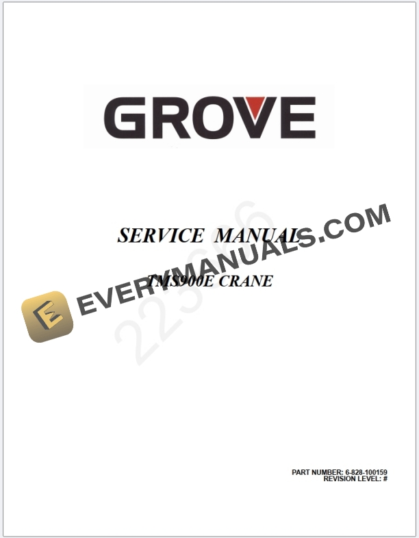 Grove TMS900E Crane Schematic, Operators, Parts and Service Manual