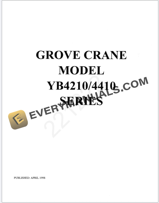 Grove YB4411 Crane Schematic, Operators, Parts and Service Manual