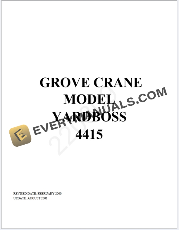 Grove YB4411 Crane Schematic, Operators, Parts and Service Manual