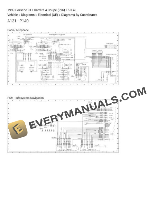 Porsche 911 Carrera 4 Coupe (996) 1999 Electrical Diagrams F6-3.4L