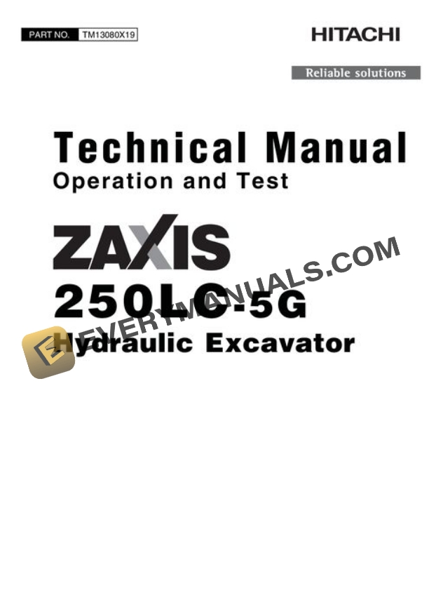 Hitachi ZAXIS250LC-5G Excavator Test Manual TM13080X19