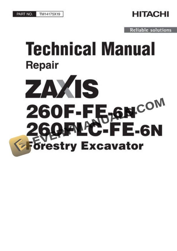 Hitachi ZAXIS260FLC-FE-6N ZAXIS260F-FE-6N Excavator Repair Manual ...